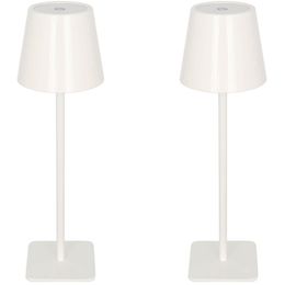 OTTO HOME LED Tischleuchte "Merrin - 2er Set Akkuleuchte", 1, &Oslash; 11cm H: 37cm, 2 Stk.beige, Leuchten, 2er Set, dimmbar, Farbwechsel, Akku Tischlampe,
