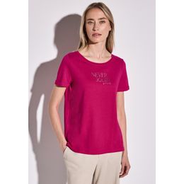 Street One Damen T-Shirt, lila, Gr. 34, bedruckt, Web, 50% Baumwolle, 50% Modal, Shirts, mit Rundhalsausschnitt