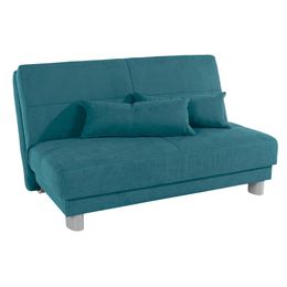 Schlafsofa Home Affaire, B:140cm H:86cm T:195cm, blau, Jugendzimmer, Sofas, "Gina", mit einem Handgriff vom Sofa zum Bett