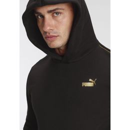 Puma Herren Kapuzensweatshirt "ESS TAPE MINIMAL GOLD HOODIE FL", schwarz, Gr. S, unifarben, Fleece, Obermaterial: 66% Baumwolle, 34% Polyester,