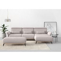 Ecksofa Home Affaire, B:324cm H:93cm T:184cm, beige, 100% Polyester, Wohnzimmer, Sofas, "Fjord L-Form", massiv, wahlweise mit Armlehnfunktion, Kopf-
