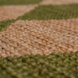 Teppich FLAIR RUGS, B:80cm H:5mm L:230cmgr&uuml;n, Baumwolle, Jute, Wohnzimmer, Teppiche, "Effie Diamond", handgekn&uuml;pft