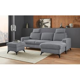 Ecksofa Home Affaire, B:250cm H:88cm T:162cm, blau, Struktur impr&auml;gniert - feucht abwischbar (100% Polyester);Struktur Flausch (90% Polyester, 10%