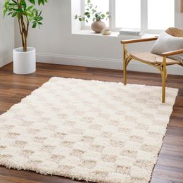 Hochflor-Teppich LIVABLISS, B:160cm H:63mm L:220cmwei&szlig;, Kunstfaser, Teppiche, "DEWAS"