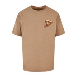 T-Shirt Merchcode "Merchcode Herren Pizza Comic Acid Washed Oversized Tee", Damen, Gr. M, unionbeige, 100% Baumwolle, bedruckt, oversize, Rundhals, Shirts T-Shirt