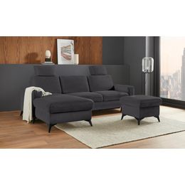 Ecksofa Home Affaire, B:250cm H:88cm T:162cm, schwarz, Struktur impr&auml;gniert - feucht abwischbar (100% Polyester);Struktur Flausch (90% Polyester, 10%