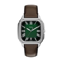 Fossil Herren Quarzuhr "CROSBY"braun, gr&uuml;n, Armbanduhren, Armbanduhr, Herrenuhr, Lederarmband, analog, Tag