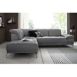 Ecksofa Home Affaire, B:262cm H:97cm T:233cm, grau, Luxus-Microfaser Vintageoptik (100% Polyester);Flachgewebe Mura: (100%