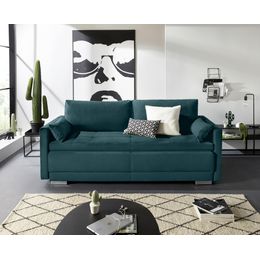Schlafsofa OTTO HOME, B:218cm H:97cm T:96cm, blau, Microfaser PRIMABELLE (100% Polyester);Struktur fein (100% Polyester);Samtoptik (100% Polyester),