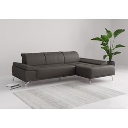 Ecksofa Home Affaire, B:280cm H:81cm T:174cm, braun, Wohnzimmer, Sofas, "Caluna", Inkl.Sitztiefenverstellung, wahlweise mit Kopf- und