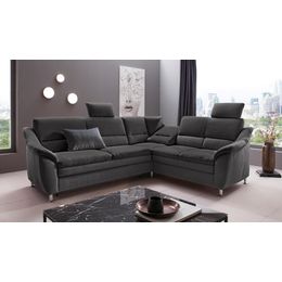 Ecksofa Home Affaire, B:249cm H:90cm T:209cm, grau, Luxus-Microfaser Lederoptik (100% Polyester);Luxus-Microfaser (100% Polyester);Luxus-Microfaser