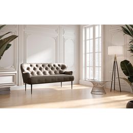 2,5-Sitzer Home Affaire, B:173cm H:97cm T:87cm, grau, 100% Polyester, Sofas, "Amber", mit Knopfheftung,in verschieden Stoffarten