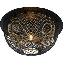 Searchlight Deckenleuchte "Honeycomb Flush - Black Metal & Gold Mesh", 1, &Oslash; 40cm H: 21cm, 1 Stk., schwarz, Leuchten