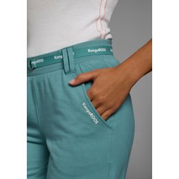 Kangaroos Damen Jerseyhose, blau, Gr. 38, unifarben, Sweatware, Obermaterial: 95% Baumwolle, 5% Elasthan, Hosen, mit weitem Bein in Culotte Form