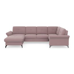 Wohnlandschaft Home Affaire, B:326cm H:91cm T:188cm, lila, 90% Polyester 10% Polyamid, Sofas, "Calando U-Form", wahlweise mit Bettfunktion,