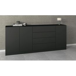 borchardt M&ouml;bel Sideboard BORCHARDT M&Ouml;BEL, B:190cm H:79cm T:35cm, schwarz, Wohnzimmer, Sideboards, "Vaasa, Kommode mit 3 T&uuml;ren und 4 Schubk&auml;sten auf Kugelf&uuml;hrungen",