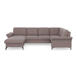Wohnlandschaft Home Affaire, B:326cm H:91cm T:188cm, braun, 92% Polyester 8% Polyamid, Sofas, "Calando U-Form", wahlweise mit Bettfunktion,