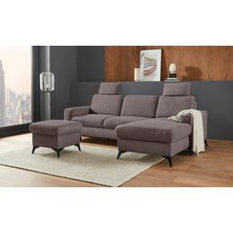 Ecksofa Home Affaire, B:250cm H:88cm T:162cm, grau, Struktur impr&auml;gniert - feucht abwischbar (100% Polyester);Struktur Flausch (90% Polyester, 10%