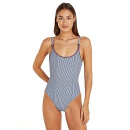 Damen Badeanzug "ONE PIECE PRINT", blau, Gr. S, Tommy Hilfiger Swimwear, gestreift, Polyamid, Badeanz&uuml;ge, mit Streifenmuster