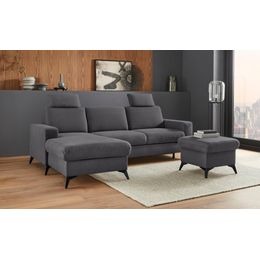 Ecksofa Home Affaire, B:250cm H:88cm T:162cm, grau, Struktur impr&auml;gniert - feucht abwischbar (100% Polyester);Struktur Flausch (90% Polyester, 10%