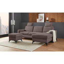 Ecksofa Home Affaire, B:250cm H:88cm T:162cm, grau, Struktur impr&auml;gniert - feucht abwischbar (100% Polyester);Struktur Flausch (90% Polyester, 10%