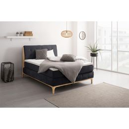 Boxspringbett OTTO HOME, B:161cm L:216cm, schwarz, Polyester, Komplettbetten, "Jelle", zertifizierte, recycelte Bezugsstoffe, verschiedene