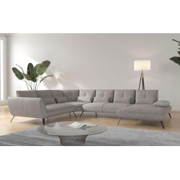 Wohnlandschaft OTTO HOME, B:376cm H:88cm T:297cm, grau, 100% Polyester, Sofas, "Mikado U-Form", inkl. Sitztiefenverstellung und Armteilverstellung