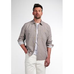 Eterna Herren Langarmhemd "MODERN FIT"grau, Gr. XL, Twill, 54% Baumwolle, 23% Leinen, 23% Lyocell, Hemden, EASY IRON (b&uuml;gelleicht)