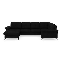 Wohnlandschaft Home Affaire, B:326cm H:91cm T:188cm, schwarz, 90% Polyester 10% Polyamid, Sofas, "Calando U-Form", wahlweise mit Bettfunktion,