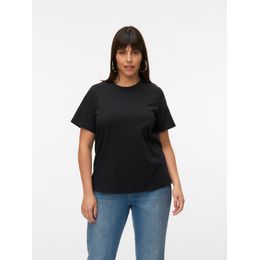 Vero Moda CURVE Damen Kurzarmshirt "VMPAULINA SS T-SHIRT GA JRS NOOS CUR", schwarz, Gr. S, unifarben, Jersey, Obermaterial: 100% Baumwolle, Shirts,