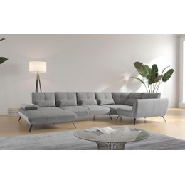 Wohnlandschaft OTTO HOME, B:376cm H:88cm T:226cm, silber, 100% Polyester, Sofas, "Mikado U-Form", inkl. Sitztiefenverstellung und Armteilverstellung