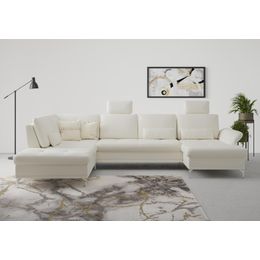 Wohnlandschaft Home Affaire, B:347cm H:89cm T:224cm, beige, 98%Polyester, 2%Polyamid, Sofas, "Palm Beach U-Form", Federkern, mit