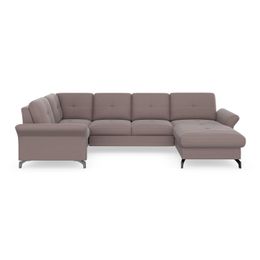 Wohnlandschaft Home Affaire, B:326cm H:91cm T:188cm, braun, 92% Polyester 8% Polyamid, Sofas, "Calando U-Form", wahlweise mit Bettfunktion,