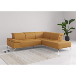 Ecksofa Home Affaire, B:274cm H:81cm T:235cm, gelb, Wohnzimmer, Sofas, "Caluna", Inkl.Sitztiefenverstellung, wahlweise mit Kopf- und