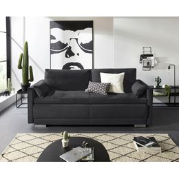 Schlafsofa OTTO HOME, B:218cm H:97cm T:96cm, schwarz, Microfaser PRIMABELLE (100% Polyester);Struktur fein (100% Polyester);Samtoptik (100%