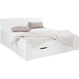 Bett Rauch, B:185cm H:90cm L:209cm, wei&szlig;, Schlafzimmer, Betten, "Einzelbett Doppelbett Stauraum FLEXX Breiten 90/140/180 cm", Einzelbett Doppelbett