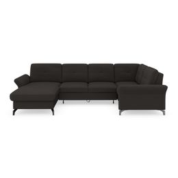 Wohnlandschaft Home Affaire, B:326cm H:91cm T:188cm, grau, 98% Polyester 2% Polyamid, Sofas, "Calando U-Form", wahlweise mit Bettfunktion, Bettkasten
