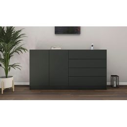 borchardt M&ouml;bel Sideboard BORCHARDT M&Ouml;BEL, B:152cm H:79cm T:35cm, schwarz, Holzwerkstoff, Wohnzimmer, Sideboards, "Vaasa, Kommode mit 2 T&uuml;ren und 4 Schubk&auml;sten auf