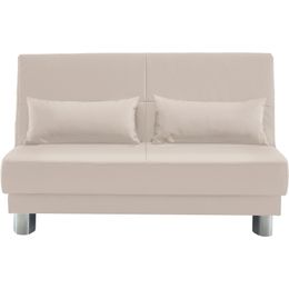 Schlafsofa Home Affaire, B:140cm H:86cm T:195cm, beige, 100% PU, Jugendzimmer, Sofas, "Gina", mit einem Handgriff vom Sofa zum Bett