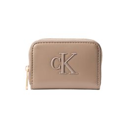 Calvin Klein Damen Geldb&ouml;rse "BOLD CK MEDIUM ZIP AROUND"desert taupe, Lederimitat, unifarben, Kleinlederwaren, Damen Portemonnaie, Geldbeutel, Money