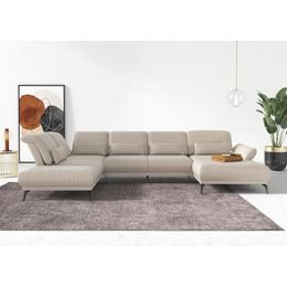 Sit & More Wohnlandschaft SIT & MORE, B:382cm H:88cm T:242cm, beige, 100% Polyester, Sofas, "Coco U-Form", Sitztiefen-, Arm- und Kopfteilverstellung,