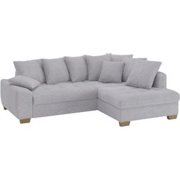 Ecksofa MR. COUCH, B:243cm H:88cm T:190cm, grau, Stripes (92% Polyester / 8% Nylon), Wohnzimmer, Sofas, "Nikita II, L-Form", Wahlweise mit