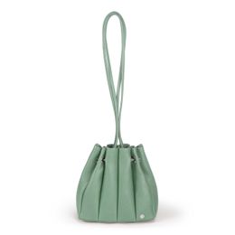 Gretchen Damen Schultertasche "Falten"gr&uuml;n, silberfarben, Leder, mehrfarbig, Taschen, im eleganten Design