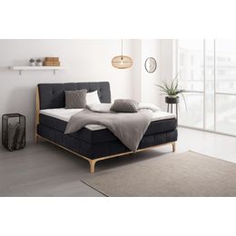 Boxspringbett OTTO HOME, B:181cm L:216cm, schwarz, Polyester, Komplettbetten, "Jelle", zertifizierte, recycelte Bezugsstoffe, verschiedene
