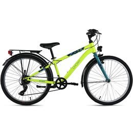 Dacapo Kinderfahrrad "24" Bobby Gelb 7 G&auml;nge RH 32 cm - Ab 8 Jahre", 32cm, 24 Zoll (60,96cm) hinten: 24 Zoll (60,96cm)gelb, blau, Fahrr&auml;der