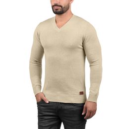 Blend Herren Strickpullover "BHLasse", beige, Basic, Gr. XL, unifarben, Feinstrick, 50% Baumwolle, 50% Polyacryl, Pullover, Feinstrickpullover mit