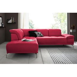 Ecksofa Home Affaire, B:262cm H:97cm T:233cm, rot, Luxus-Microfaser Vintageoptik (100% Polyester);Flachgewebe Mura: (100% Polyester);Luxus-Mikrofaser