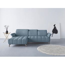 Ecksofa Home Affaire, B:281cm H:79cm T:185cm, blau, 98% Polyester 2% Polyamid, Wohnzimmer, Sofas, "Fresh L-Form", Federkern, wahlweise