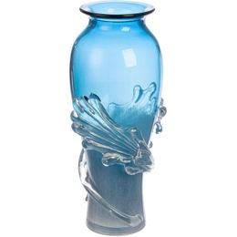 Tischvase, B:19cm H:40cm T:19cm &Oslash;:19cm, blau, CASABLANCA BY GILDE, Glas, Vasen, "Vase Wave blau"