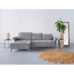 Ecksofa Home Affaire, B:281cm H:79cm T:185cm, grau, 100% Polyester, Wohnzimmer, Sofas, "Fresh L-Form", Federkern, wahlweise Kopfteilverstellung und